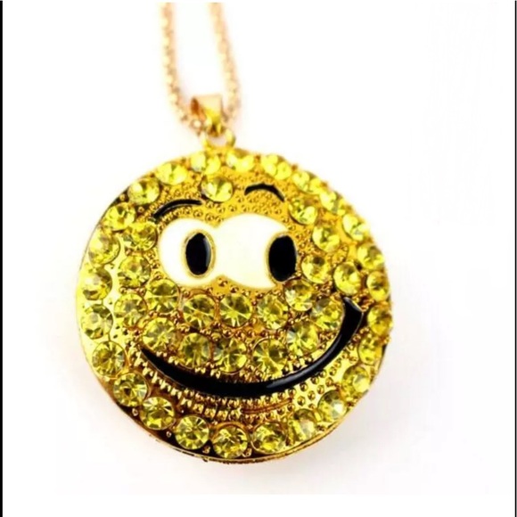 Jewelry | Yellow Rhinestone Smiley Face Necklace | Poshmark